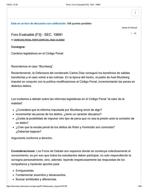 Tema Foro Evaluable F3 2023 DERECHO PENAL PARTE ESPECIAL Este Es