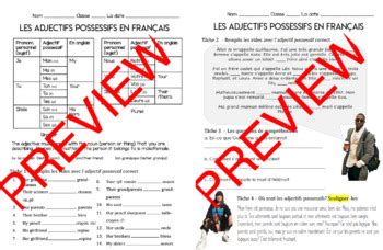 Les Adjectifs Possessifs Worksheet Practice French Possessive Adjectives