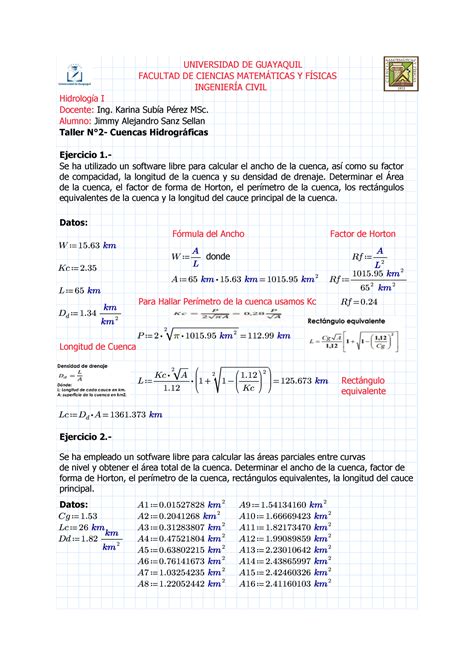 Tarea 2 Cuencas Hidrográficas Jimmy Sanz UNIVERSIDAD DE GUAYAQUIL