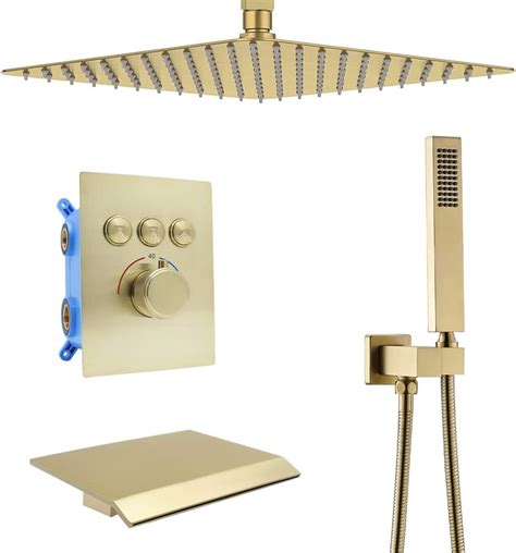 Buy Delnet Thermostatic Shower Mixer Set Concealed Brass 16 Inch