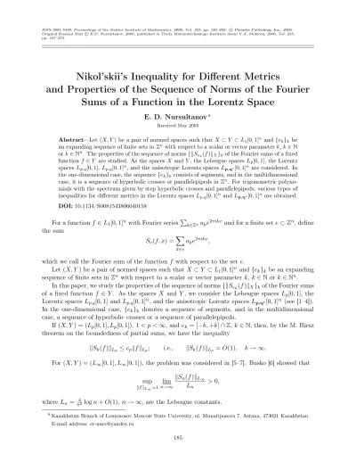 nikol skii s inequality for different metrics and properties of the sequence of norms of the