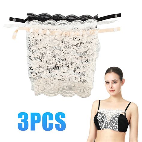 3Pcs Lady Lace Clip On Mock Camisole Snappy Bra Insert Overlay Modesty
