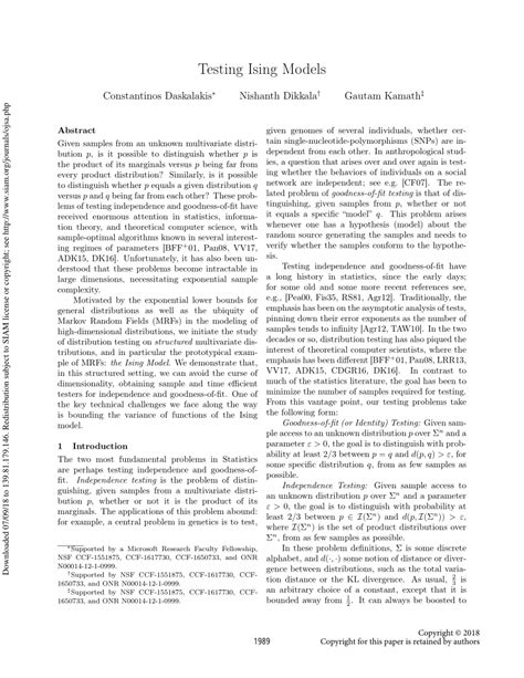 pdf testing ising models