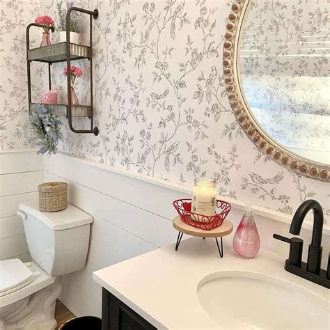 White Shiplap With Floral Black And White Wallpaper Soul Lane