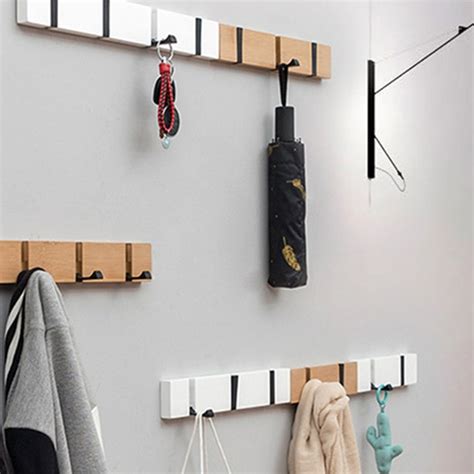 Wooden Wall Mounted Folding Rack Modern Wall Floating Coat Hook Rack
