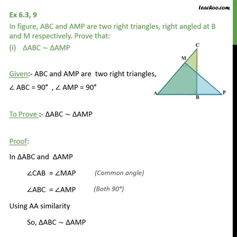 ex 6 3 9 abc and amp are two right triangles prove ex 6 3