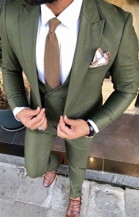 Herrenanzug Slim Fit Grün 3 teiliger Anzug Hochzeitsmode Etsy