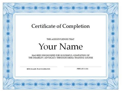Certificate Of Completion Template Word Certificate Of Completion