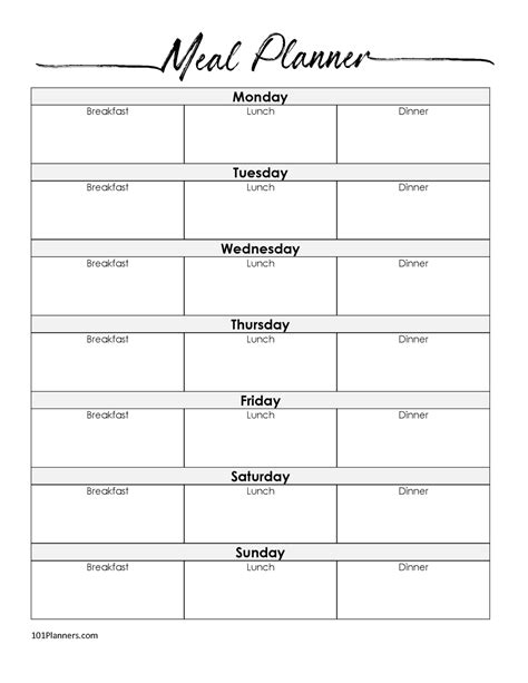 FREE Printable Meal Plan Template Customize Before You Print