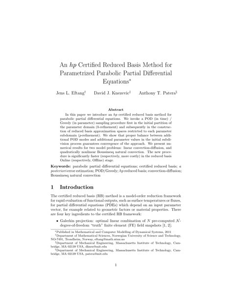 pdf an hp certified reduced basis method for parametrized parabolic partial differential equations
