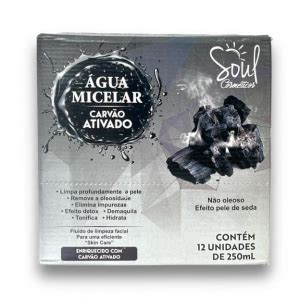 Água Micelar Carvão Ativado Soul Cosméticos 250ml 12un Celia Junior