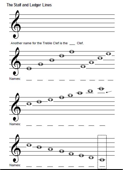 Ledger Lines Worksheets