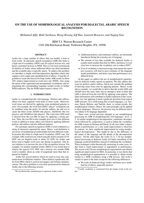 pdf on the use of morphological analysis for dialectal arabic speech recognition