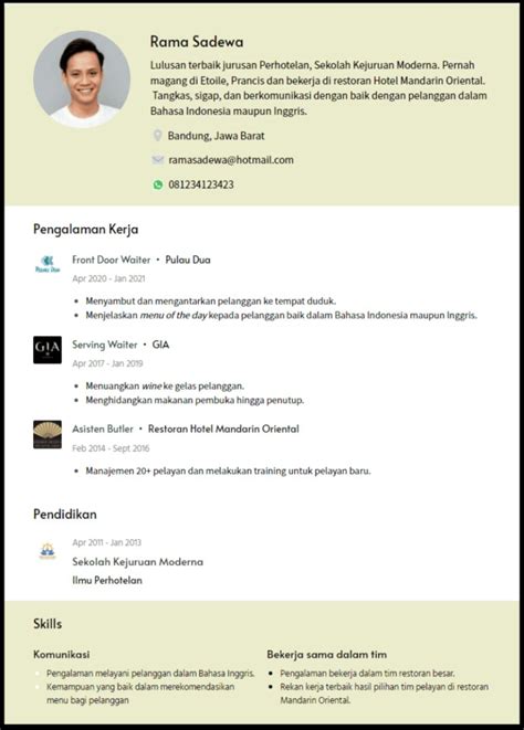 Contoh Surat Lamaran Kerja Waiter Contoh Surat Resmi