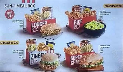 Menu At Kfc Chandigarh Sco To