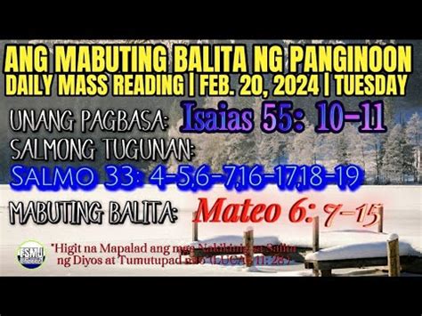 FSMJ FEBRUARY 20 2024 DAILY MASS READING ANG MABUTING BALITA NG