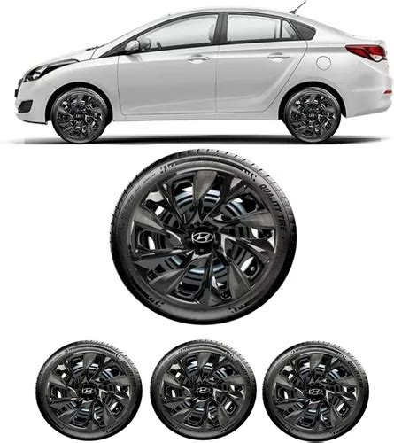 Jogo Calotas Esportiva Ds4 Black Aro 15 Hyundai Hb20 Hb20s