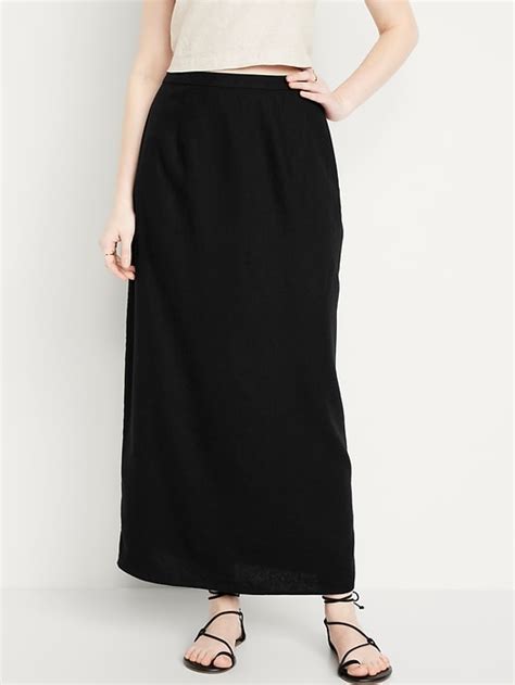 High Waisted Linen Blend Maxi Skirt Old Navy