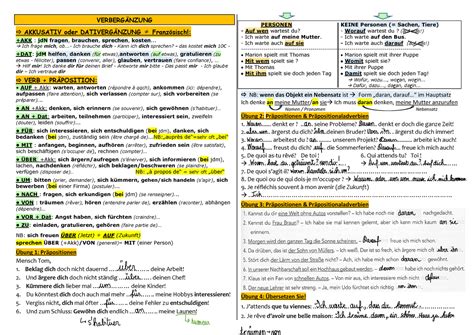 Accusatif Datif Verbes Et Pr Positions Exercice Corrig