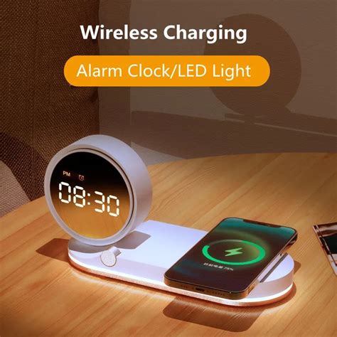 Multifun Es Sem Fio Carregador Pad Despertador L Mpada De Mesa Led Luz