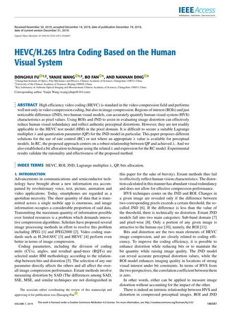 pdf hevc h 265 intra coding based on the human visual system