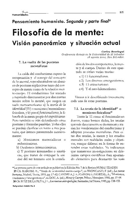 Filo sofia de la mentes Vision Panoramica y situación actual