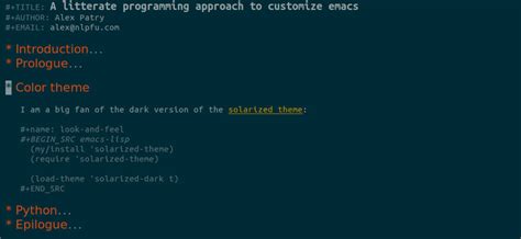 configure emacs using org mode and git