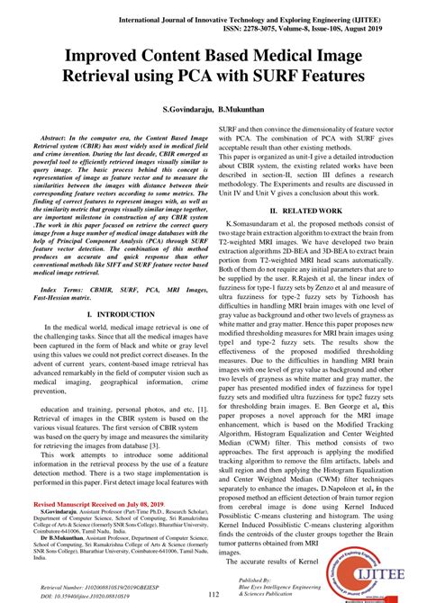 pdf improved content based medical image retrieval using pca with surf features