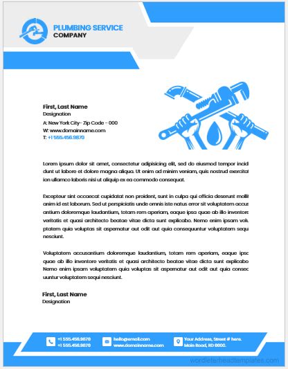 5 Best Plumbing Service Company Letterheads Word Files