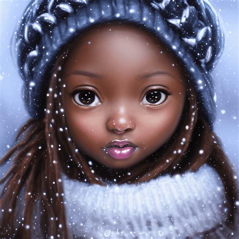Adorables filles à la peau foncée jouant dans la neige Creative Fabrica