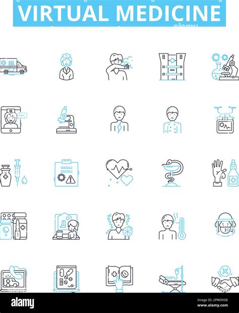 Virtual Medicine Vector Line Icons Set Virtual Medicine Telemedicine