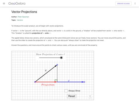 vector projections mathslinks