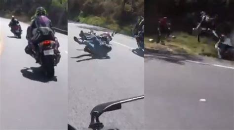 VIDEO Así se accidentaron 4 motociclistas en la autopista México