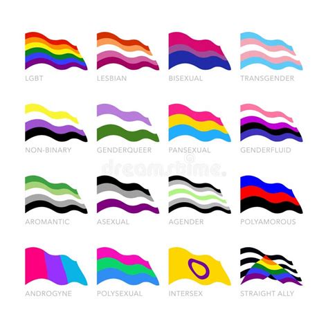 LGBTQ Pride Vector Flags Set LGBT Symbols Stock Vector Illustration