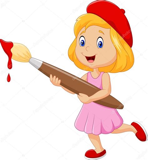Ni A Pintando Con Pincel Stock Vector By Tigatelu