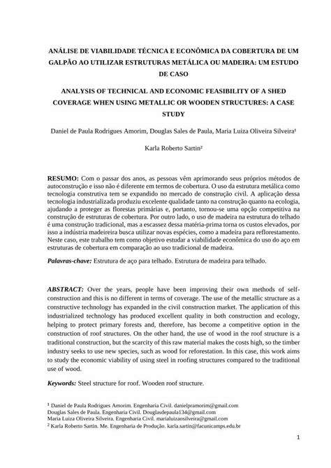 PDF ANÁLISE DE VIABILIDADE TÉCNICA E ECONÔMICA DA COBERTURA