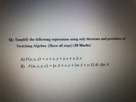 solved q2 simplify the following expressions using only
