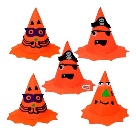 Sombrero Gorro Bruja Fluo Tela Halloween Ciudad Cotillón