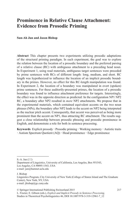 pdf prominence in relative clause attachment evidence from prosodic priming