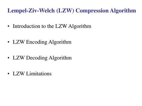lempel ziv welch lzw compression algorithm ppt download