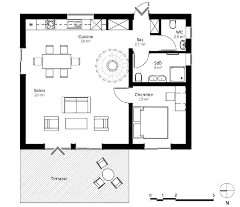 Plan maison 70 m² avec mezzanine Ooreka
