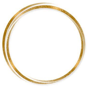 Gold Glitter Circle Frame On White Background