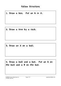 A Lesson In Following Directions Worksheets Library
