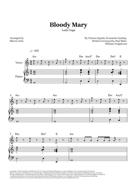 Bloody Mary arr Márcio Silva by Lady Gaga Sheet Music for Piano