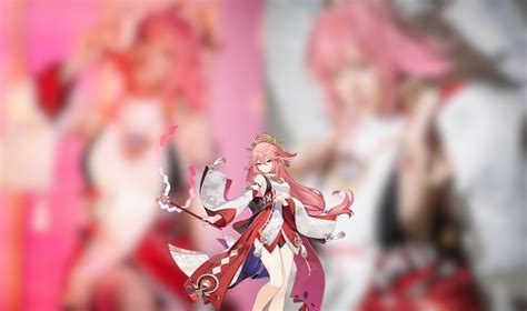 Modelo YingTze Fez Um Encantador Cosplay Da Yae Miko De Genshin Impact