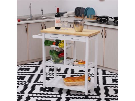 Homcom Chariot De Service Desserte De Cuisine Roulettes Multi