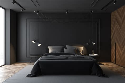 Sztukateria na czarnej ścianie Sypialnia Aboutdecor