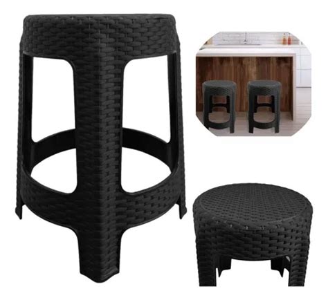 Banqueta Pl Stica Premium Rattan Preta Cm Mercadolivre
