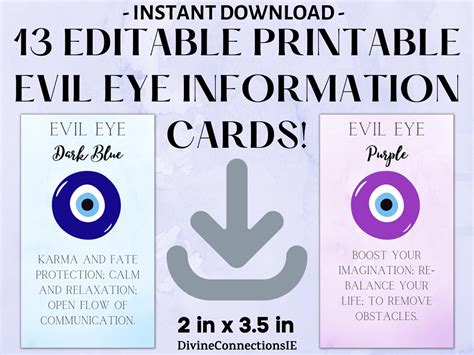 Editable Evil Eye Meaning Cards Evil Eye Benefits Etsy