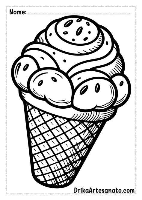 50 Desenhos de Sorvete para Colorir Grátis em PDF